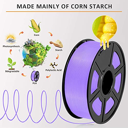 SUNLU PLA 3D Printer Filament, PLA Filament 1.75 mm Dimensional Accuracy +/- 0.02 mm, 1 KG Spool, PLA White+Purple