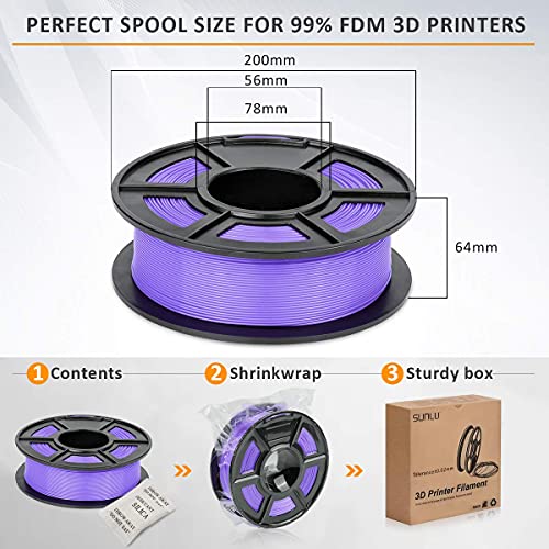 SUNLU PLA 3D Printer Filament, PLA Filament 1.75 mm Dimensional Accuracy +/- 0.02 mm, 1 KG Spool, PLA White+Purple