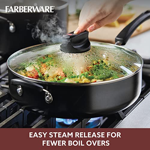 Farberware Smart Control Nonstick Jumbo Cooker/Saute Pan with Lid and Helper Handle, 6 Quart, Black