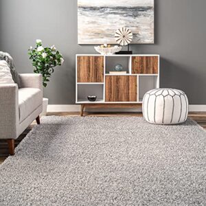 nuLOOM Marlow Machine Washable Soft Shaggy Faux Sheepskin Area Rug, 4' x 6', Light Grey