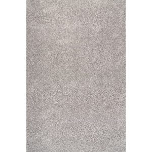 nuLOOM Marlow Machine Washable Soft Shaggy Faux Sheepskin Area Rug, 4' x 6', Light Grey