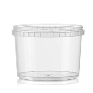 16-oz. Round Clear Deli Containers with Lids | Stackable, Tamper-Proof BPA-Free Food Storage Containers | Recyclable Space Saver Airtight Container for Kitchen Storage, Meal Prep, Take Out | 20 Pack