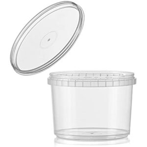 16-oz. Round Clear Deli Containers with Lids | Stackable, Tamper-Proof BPA-Free Food Storage Containers | Recyclable Space Saver Airtight Container for Kitchen Storage, Meal Prep, Take Out | 20 Pack