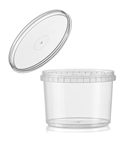 16-oz. Round Clear Deli Containers with Lids | Stackable, Tamper-Proof BPA-Free Food Storage Containers | Recyclable Space Saver Airtight Container for Kitchen Storage, Meal Prep, Take Out | 20 Pack