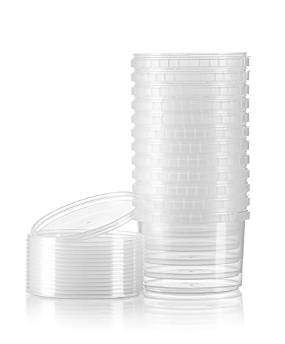 16-oz. Round Clear Deli Containers with Lids | Stackable, Tamper-Proof BPA-Free Food Storage Containers | Recyclable Space Saver Airtight Container for Kitchen Storage, Meal Prep, Take Out | 20 Pack