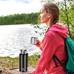 Insulated vacuum Thermo Bottle 16.9oz with cup lid Leakproof stainless water flask for coffee hot and cold drink.(Black,500ml)