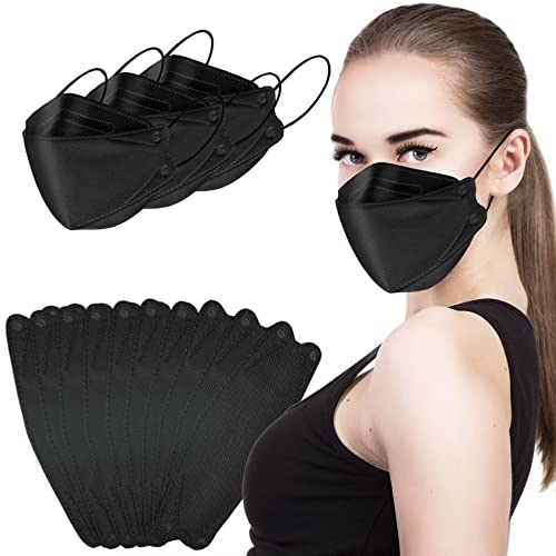 80 Pcs Black Disposable Face Masks 4-Layer Safety Face Mask