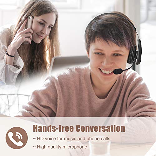 COMEXION Trucker Bluetooth Headset with Microphone Noise canceling, Wireless Headphone with Mute Microphone for Cell Phones, On Ear Bluetooth Headphone for Trucker, Home Office, Skype, Zoom.