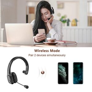 COMEXION Trucker Bluetooth Headset with Microphone Noise canceling, Wireless Headphone with Mute Microphone for Cell Phones, On Ear Bluetooth Headphone for Trucker, Home Office, Skype, Zoom.