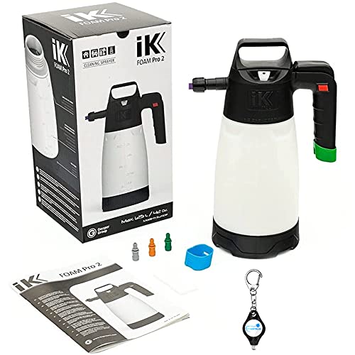 Lumintrail iK Foam PRO 2 Pump Sprayer, Professional Spray Bottle for Automotive Cleaning, Detailing, and Industrial Cleaning, Bundle with a Keychain Light