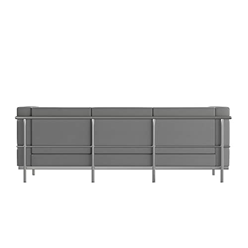 Flash Furniture Hercules Regal Series Contemporary Gray LeatherSoft Sofa with Encasing Frame