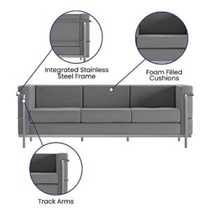 Flash Furniture Hercules Regal Series Contemporary Gray LeatherSoft Sofa with Encasing Frame