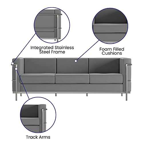 Flash Furniture Hercules Regal Series Contemporary Gray LeatherSoft Sofa with Encasing Frame