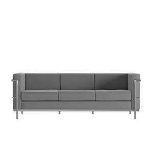 Flash Furniture Hercules Regal Series Contemporary Gray LeatherSoft Sofa with Encasing Frame