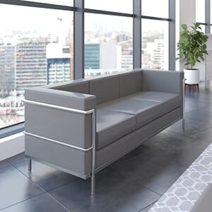 Flash Furniture Hercules Regal Series Contemporary Gray LeatherSoft Sofa with Encasing Frame