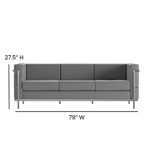 Flash Furniture Hercules Regal Series Contemporary Gray LeatherSoft Sofa with Encasing Frame