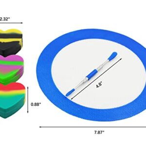 vitakiwi 17ml Heart Wax Silicone Containers Non-stick Jars with 7.87" Silicone Mat and 4.8" Carving Tool