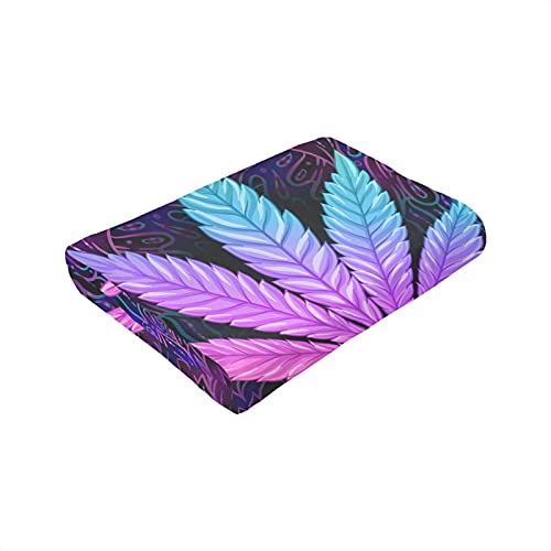 Gaseekry Blanket Colourful Weed Leaves Fleece Flannel Throw Blankets for Couch Bed Sofa Car,Cozy Soft Blanket Throw Queen King Full Size for Kids Women Adults 80 inchX60 inch, Black