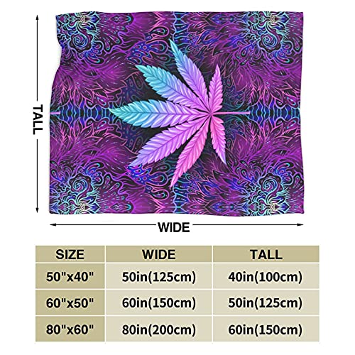 Gaseekry Blanket Colourful Weed Leaves Fleece Flannel Throw Blankets for Couch Bed Sofa Car,Cozy Soft Blanket Throw Queen King Full Size for Kids Women Adults 80 inchX60 inch, Black