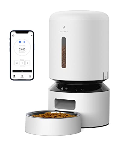 PETLIBRO Automatic Cat Feeder, 5G WiFi Pet Feeder with APP Control for Pet Dry Food, Low Food & Blockage Sensor, 1-10 Meals Per Day, Up to 10s Meal Call for Cat and Dog