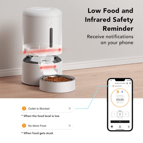 PETLIBRO Automatic Cat Feeder, 5G WiFi Pet Feeder with APP Control for Pet Dry Food, Low Food & Blockage Sensor, 1-10 Meals Per Day, Up to 10s Meal Call for Cat and Dog