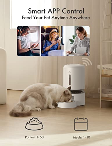 PETLIBRO Automatic Cat Feeder, 5G WiFi Pet Feeder with APP Control for Pet Dry Food, Low Food & Blockage Sensor, 1-10 Meals Per Day, Up to 10s Meal Call for Cat and Dog