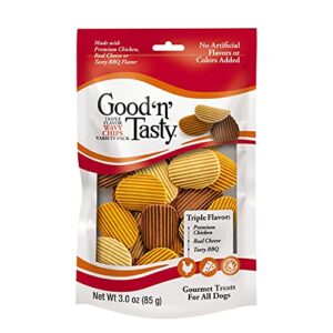 good ‘n’ tasty triple flavor wavy chips, 3 ounce, treats for dogs