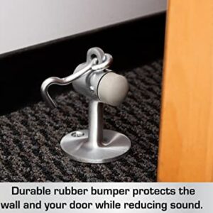 BRINKS Commercial - Floor Door Stop with Holder, Satin Chrome Finish - Non-Obtrusive Option to Protect Doors and Walls