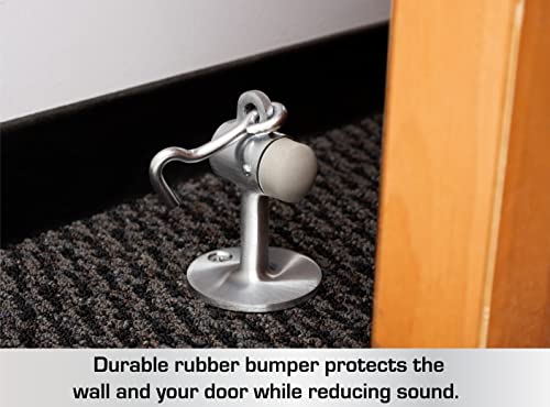 BRINKS Commercial - Floor Door Stop with Holder, Satin Chrome Finish - Non-Obtrusive Option to Protect Doors and Walls