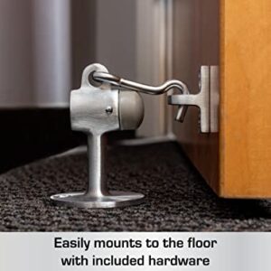 BRINKS Commercial - Floor Door Stop with Holder, Satin Chrome Finish - Non-Obtrusive Option to Protect Doors and Walls