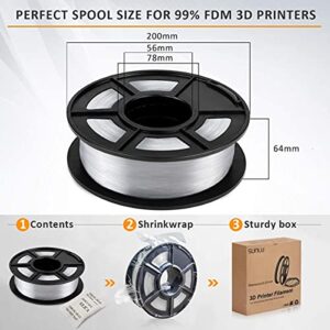 SUNLU PLA 3D Printer Filament, PLA Filament 1.75mm Dimensional Accuracy +/- 0.02 mm, 1 KG Spool, PLA Gray+Transprant