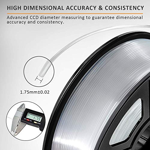 SUNLU PLA 3D Printer Filament, PLA Filament 1.75mm Dimensional Accuracy +/- 0.02 mm, 1 KG Spool, PLA Gray+Transprant