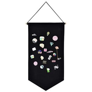 wall hanging brooch pin organizer canvas display pins storage case brooch collection storage holder necklace glitter pin collection organizer banner (black)