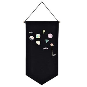 Wall Hanging Brooch Pin Organizer Canvas Display Pins Storage Case Brooch Collection Storage Holder Necklace Glitter Pin Collection Organizer Banner (Black)