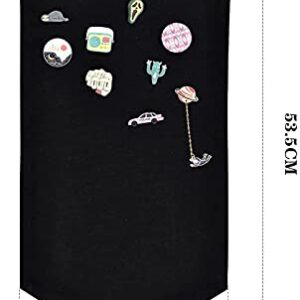 Wall Hanging Brooch Pin Organizer Canvas Display Pins Storage Case Brooch Collection Storage Holder Necklace Glitter Pin Collection Organizer Banner (Black)