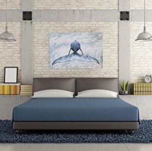 SYGALLERIER Coastal Canvas Wall Art - Blue and White Whale Paintings - Modern Abstract Tropical Fish Pictures with Textured for Bathroom Bedroom Living Room Decor