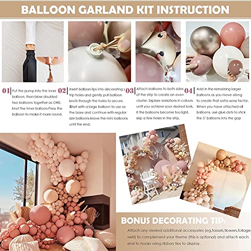 Longwu Balloon Arch Garland Kit,Blush Nude Apricot Party Balloons Decoration Set for Retro Boho Wedding Baby Shower Bridal Engagement Anniversary Graduation Birthday Decorations