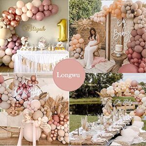 Longwu Balloon Arch Garland Kit,Blush Nude Apricot Party Balloons Decoration Set for Retro Boho Wedding Baby Shower Bridal Engagement Anniversary Graduation Birthday Decorations