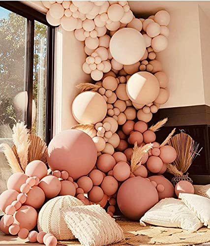 Longwu Balloon Arch Garland Kit,Blush Nude Apricot Party Balloons Decoration Set for Retro Boho Wedding Baby Shower Bridal Engagement Anniversary Graduation Birthday Decorations