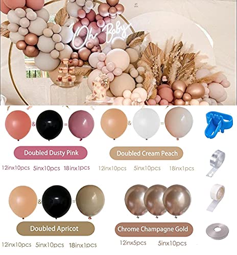 Longwu Balloon Arch Garland Kit,Blush Nude Apricot Party Balloons Decoration Set for Retro Boho Wedding Baby Shower Bridal Engagement Anniversary Graduation Birthday Decorations