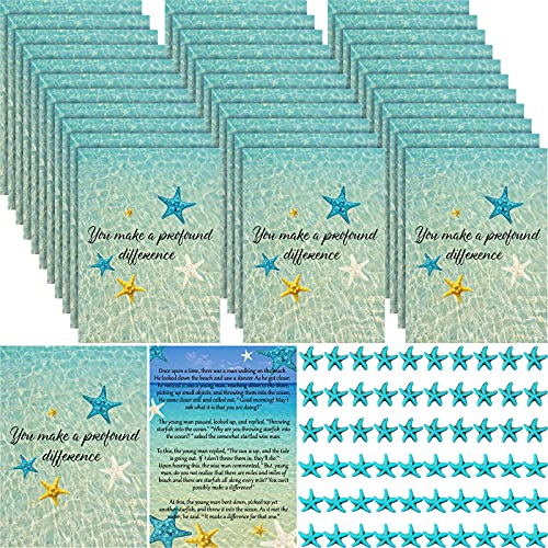 90 Pieces Starfish Story Mini Keepsake Appreciation Notecards Small Starfish Story Card and Miniature Starfish Bead Folded Starfish Notecard for Teacher Sister Colleague Students Friends