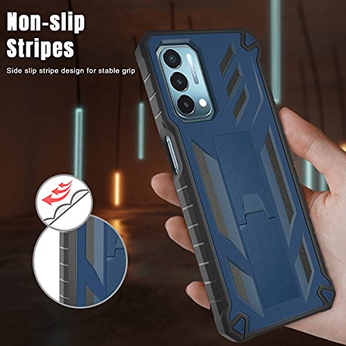 JXVM for OnePlus Nord N200 5G Case,with Screen Protector,Built-in Kickstand wiht Full Body Shockproof Rugged Cover for OnePlus Nord N200 5G 6.49 Inch (Blue)