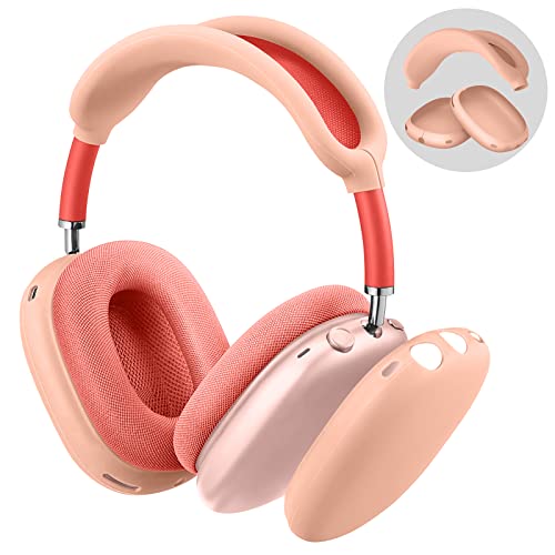 Fintie Silicone Case Cover for AirPods Max Headphones, Anti-Scratch Ear Cups Cover and Headband Cover for AirPods Max, Accessories Skin Protector for AirPods Max (Pink)