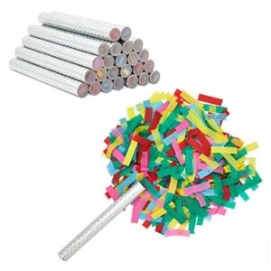 24 pack rainbow confetti flutter sticks for birthdays, party confetti shakers (1 x 8 in)