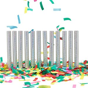 24 Pack Rainbow Confetti Flutter Sticks for Birthdays, Party Confetti Shakers (1 x 8 In)