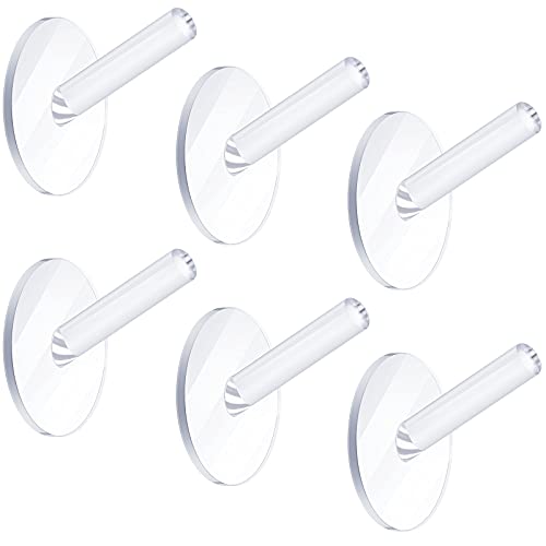 Queekay 6 Pieces Wall Mounted Hat Hooks Acrylic Coat Hooks Clear Hat Rack Robe Hook Adhesive Hooks for Bathroom Kitchen Hat Clothes Towels and More, 9 lb Max