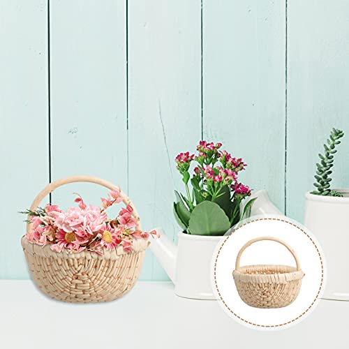 Cabilock Rattan Basket Wicker Basket Flower Basket Gift Baskets Woven Picnic Basket Candy Basket Storage Basket Egg Gathering Basket Wine Basket with Handle Wedding Basket