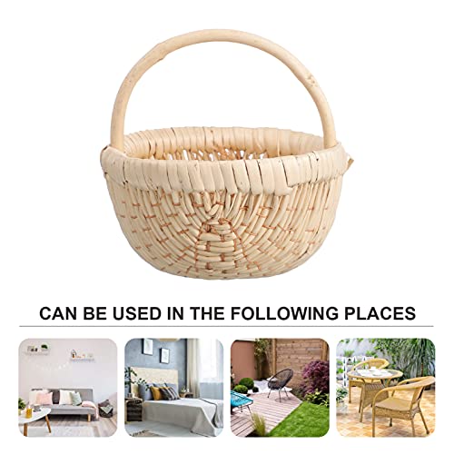 Cabilock Rattan Basket Wicker Basket Flower Basket Gift Baskets Woven Picnic Basket Candy Basket Storage Basket Egg Gathering Basket Wine Basket with Handle Wedding Basket