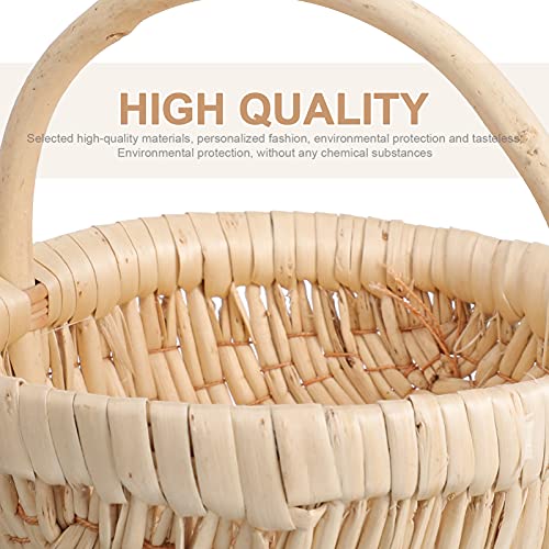 Cabilock Rattan Basket Wicker Basket Flower Basket Gift Baskets Woven Picnic Basket Candy Basket Storage Basket Egg Gathering Basket Wine Basket with Handle Wedding Basket