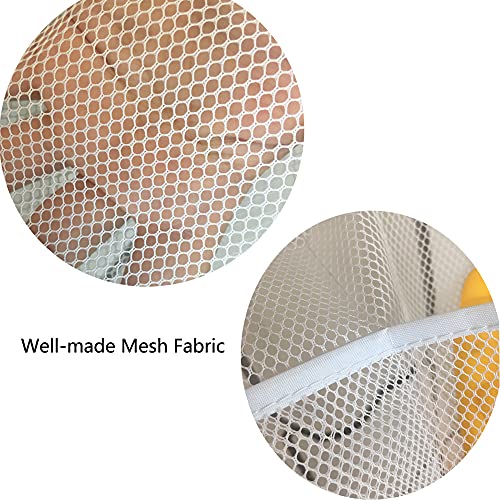 Sainal White Mesh Shower Caddy Organizer with 6 Pockets and 4 Rings/Hooks Hanging on Shower Curtain Rod for Bathroom supplies, Save Space,Storage Bag for Toys